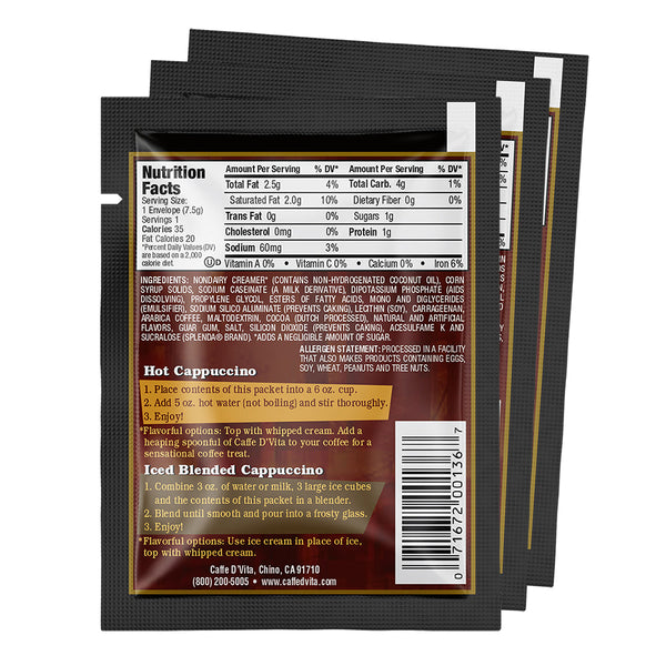 Sugar Free French Vanilla Cappuccino Envelopes - 3 sleeves of 24 packs ...