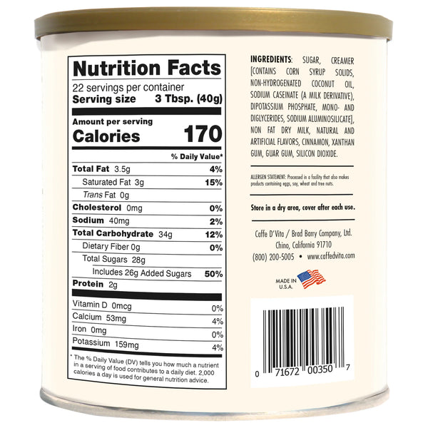 Horchata- Case of 4 - 2 lb. cans - Foodservice - Caffe D' Vita